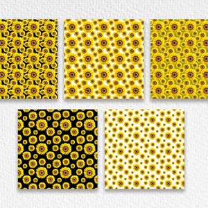 Watercolor Sunflower Digital Paper: Printable Scrapbook Background ...