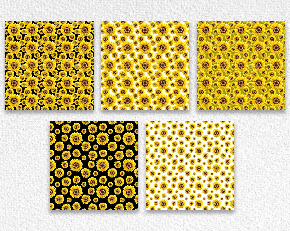 Watercolor Sunflower Digital Paper: Printable Scrapbook Background ...