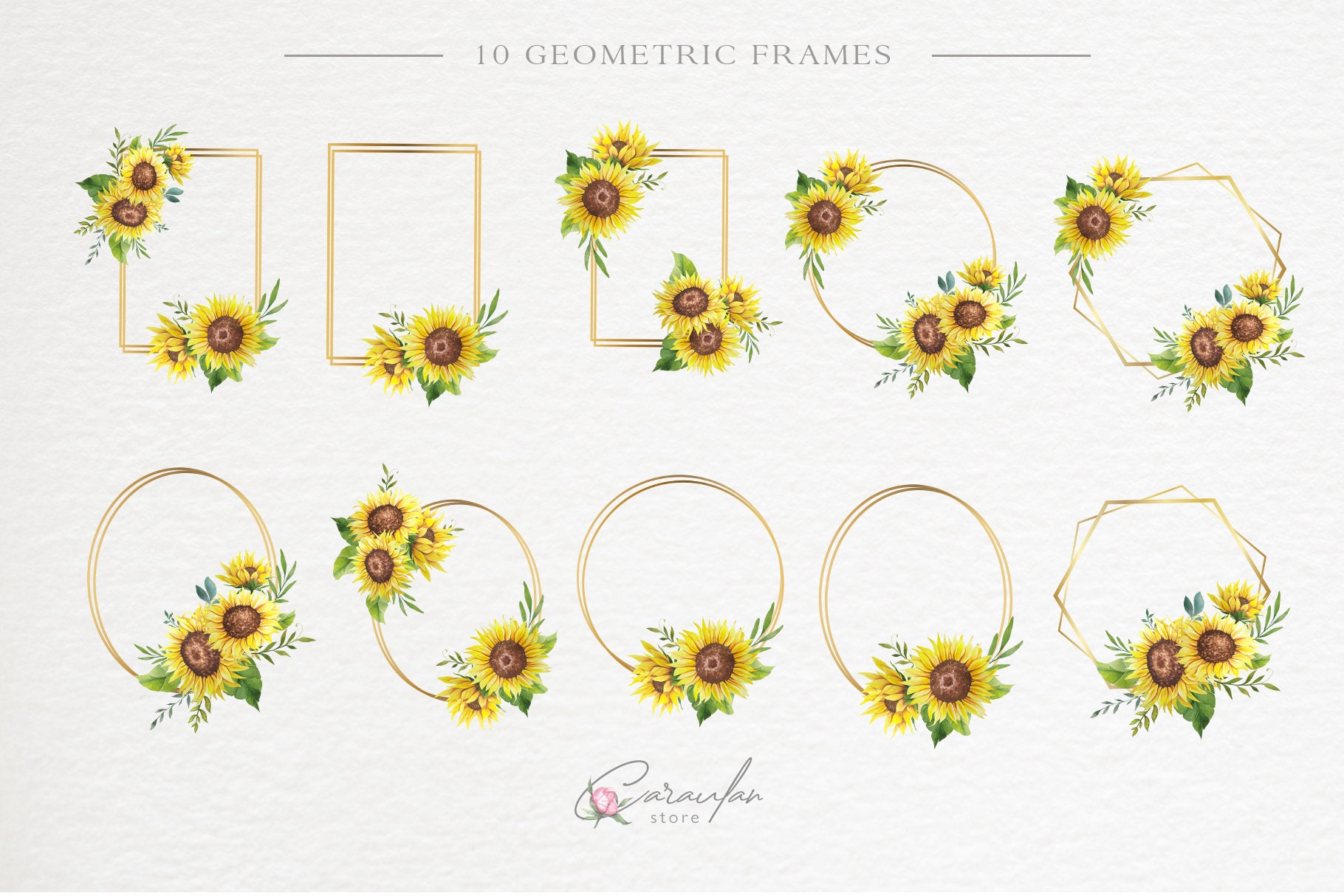Watercolor Sunflower Frame PNG Clipart, Floral Frame PNG, Rustic Frames ...