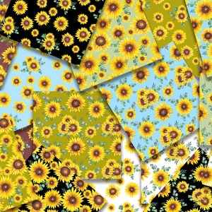 Watercolor Sunflower DIGITAL PAPER Collection, JPG, Seamless Sunflower ...