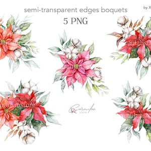 Christmas Watercolor Clipart, Christmas Watercolor Bouquets, Winter ...