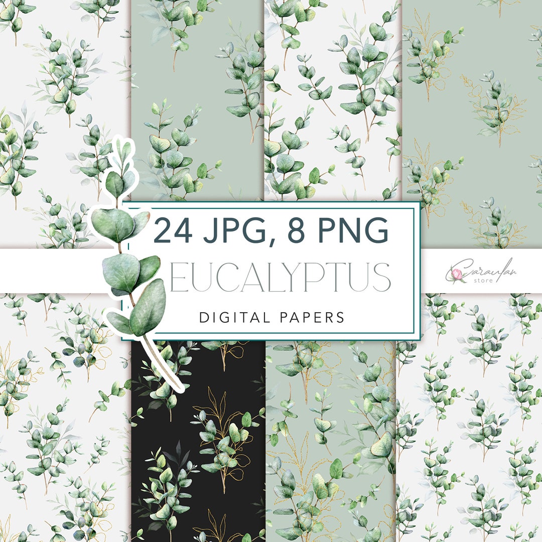 EUCALYPTUS Seamless Pattern, Watercolor Eucalyptus Digital Paper ...