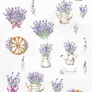 Lavender Watercolor Clipart: Provence Floral PNG (commercial Use ...