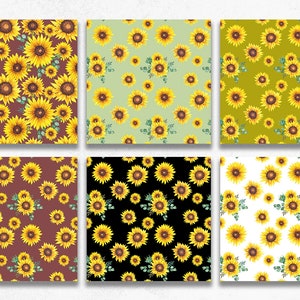 Watercolor Sunflower DIGITAL PAPER Collection, JPG, Seamless Sunflower ...