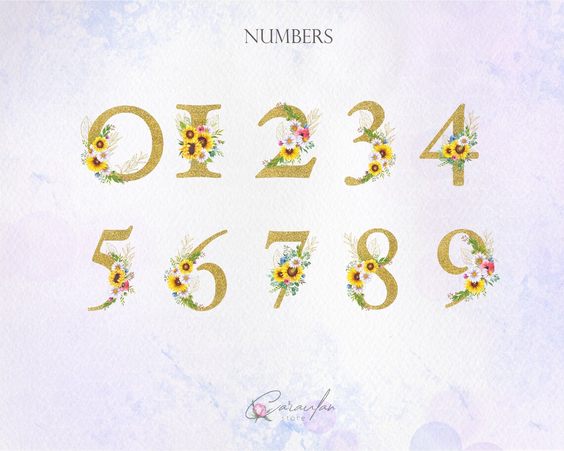 Watercolor Wedding Monogram Watercolor Sunflower Alphabet - Etsy