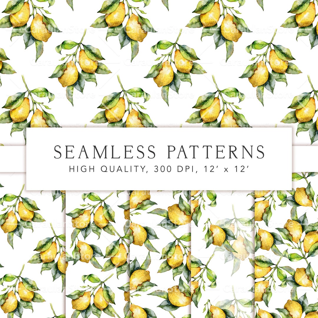 Lemons Digital Paper, Lemons Seamless Pattern, Lemon Background ...