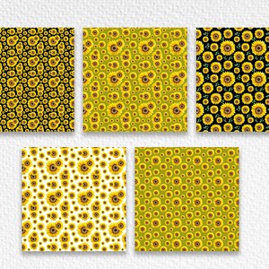 Watercolor Sunflower Digital Paper: Printable Scrapbook Background ...