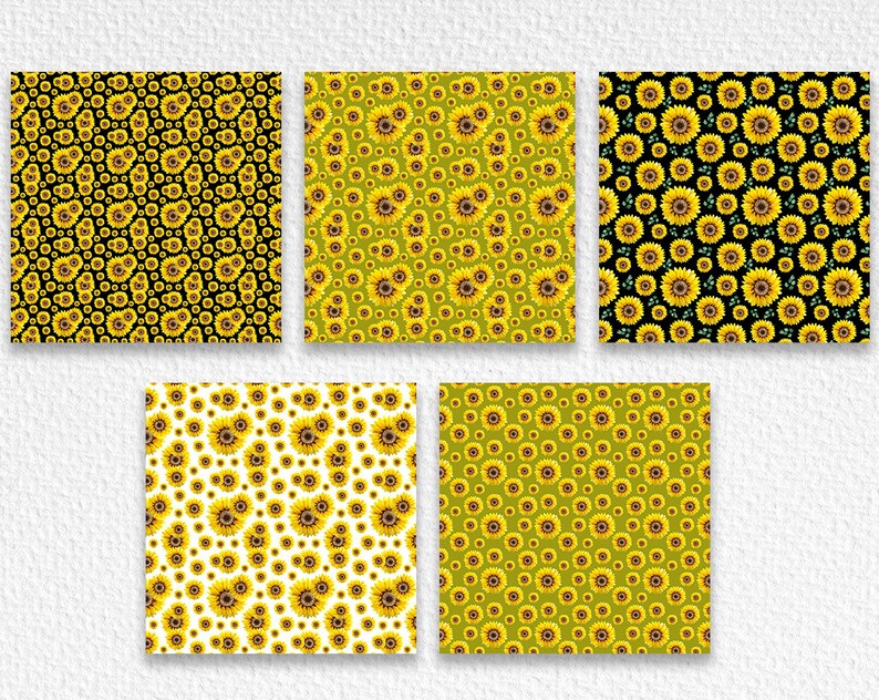 Watercolor Sunflower DIGITAL PAPER, Printable Sunflower Background ...