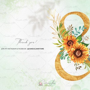 Watercolor Sunflower Alphabet, Watercolor Floral Alphabet, Floral ...