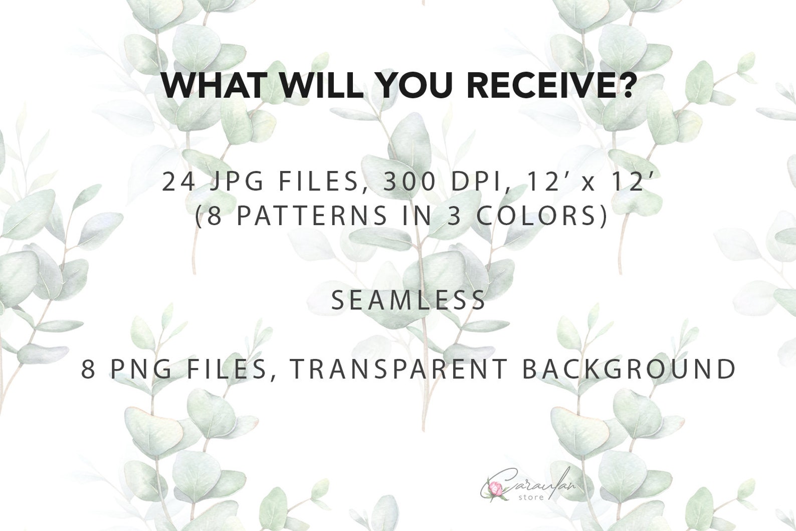 EUCALYPTUS Seamless Pattern, Watercolor Eucalyptus Digital Paper ...