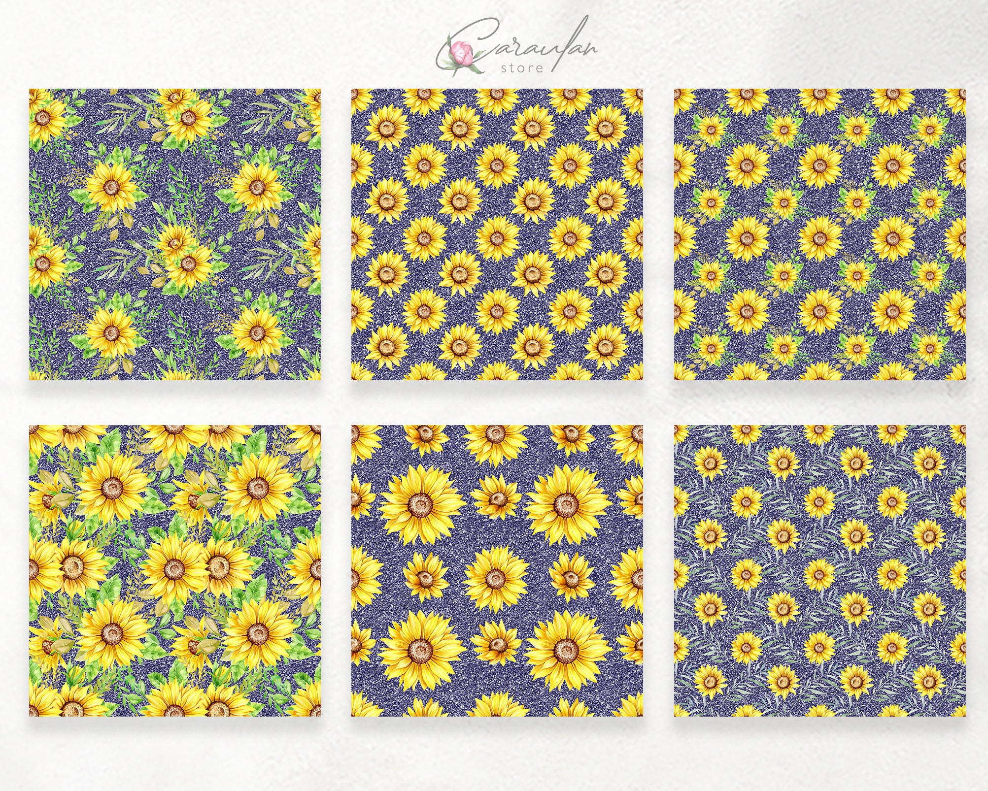 Sunflower Seamless Pattern, Watercolor Sunflower Digital Paper ...