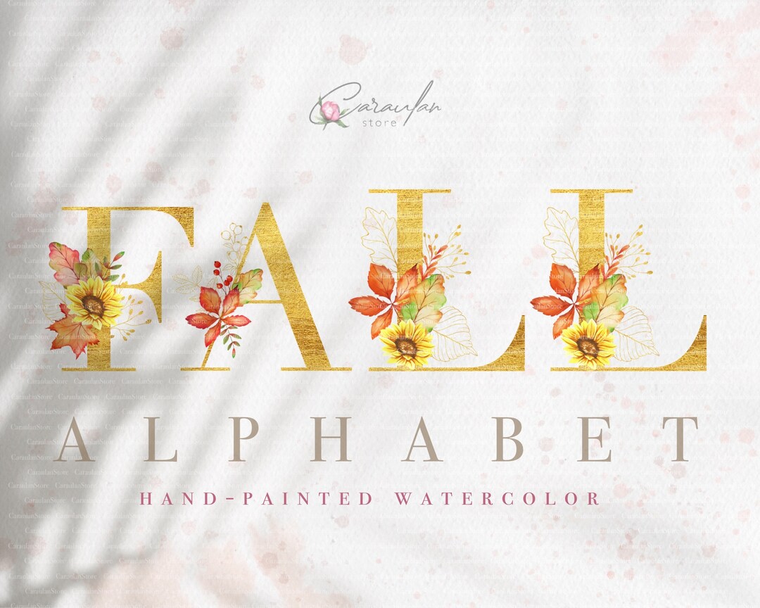 Autumn Alphabet Clipart, Watercolor Floral Alphabet, Floral Letters ...