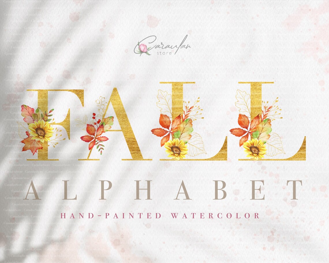 Autumn Alphabet Clipart Watercolor Floral Alphabet Floral | Etsy