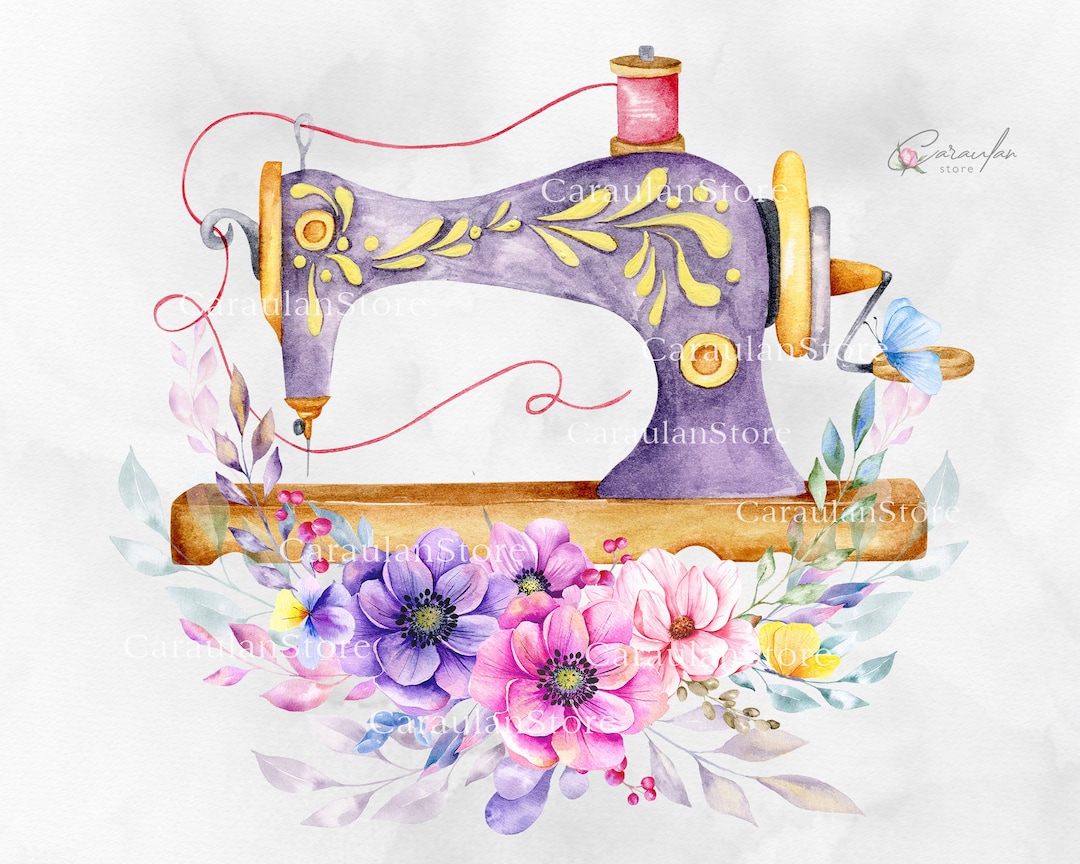 Sewing Machine With Flowers Sublimation Design, Sewing Machine ...