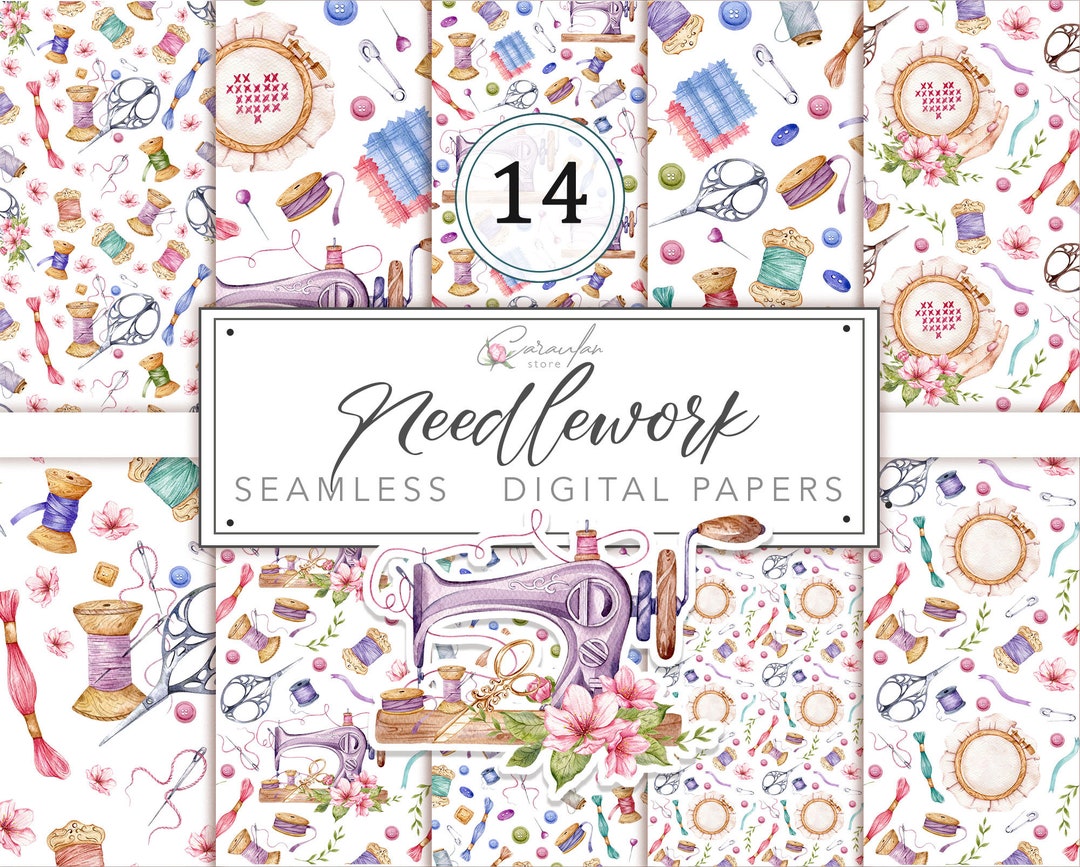 Sewing Printables, Sewing Machine Digital Paper, Vintage Sewing ...