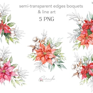 Christmas Watercolor Clipart, Christmas Watercolor Bouquets, Winter ...