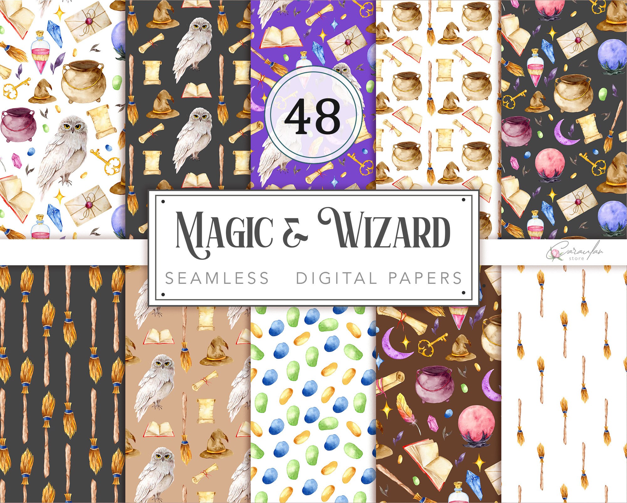 Magic Digital Paper Magic School Digital Paper Wizard School - Etsy