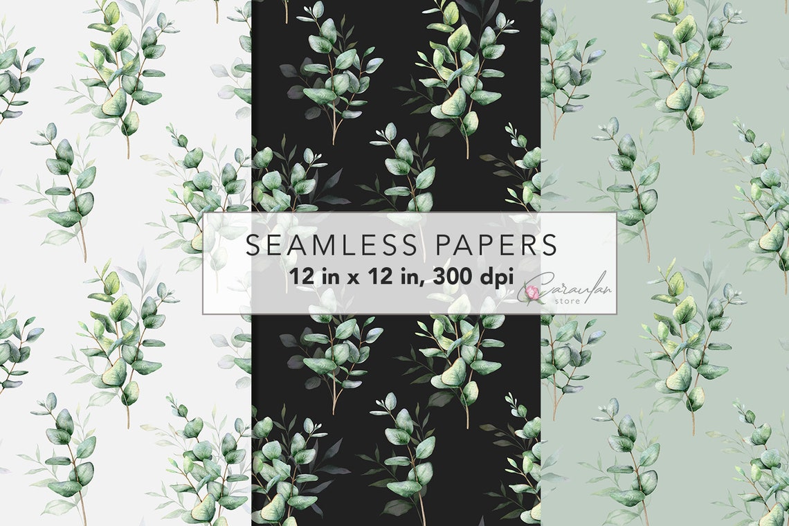 EUCALYPTUS Seamless Pattern, Watercolor Eucalyptus Digital Paper ...