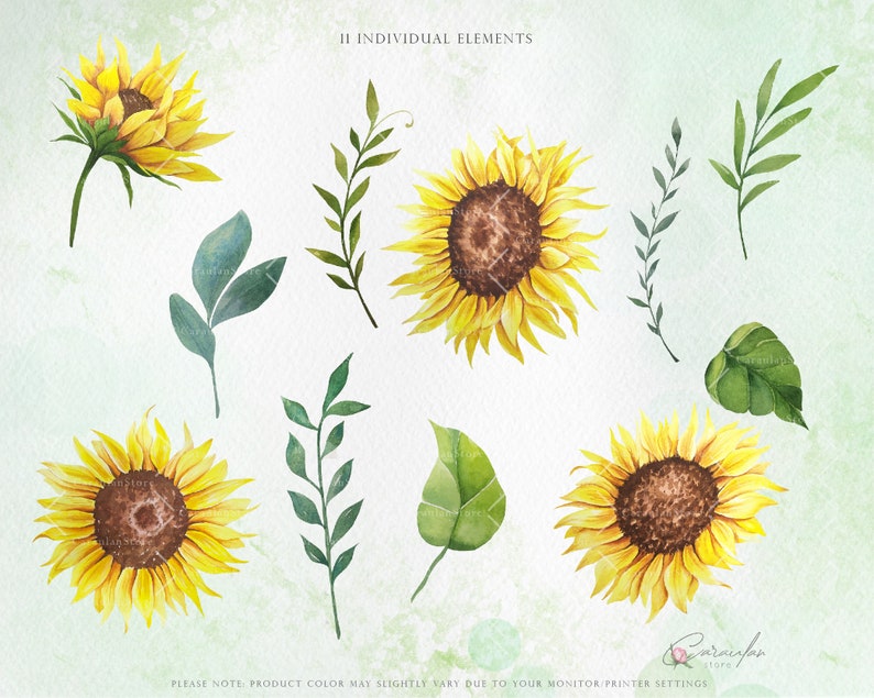 Sunflower Clipart Watercolor Watercolor Sunflower Bouquets - Etsy