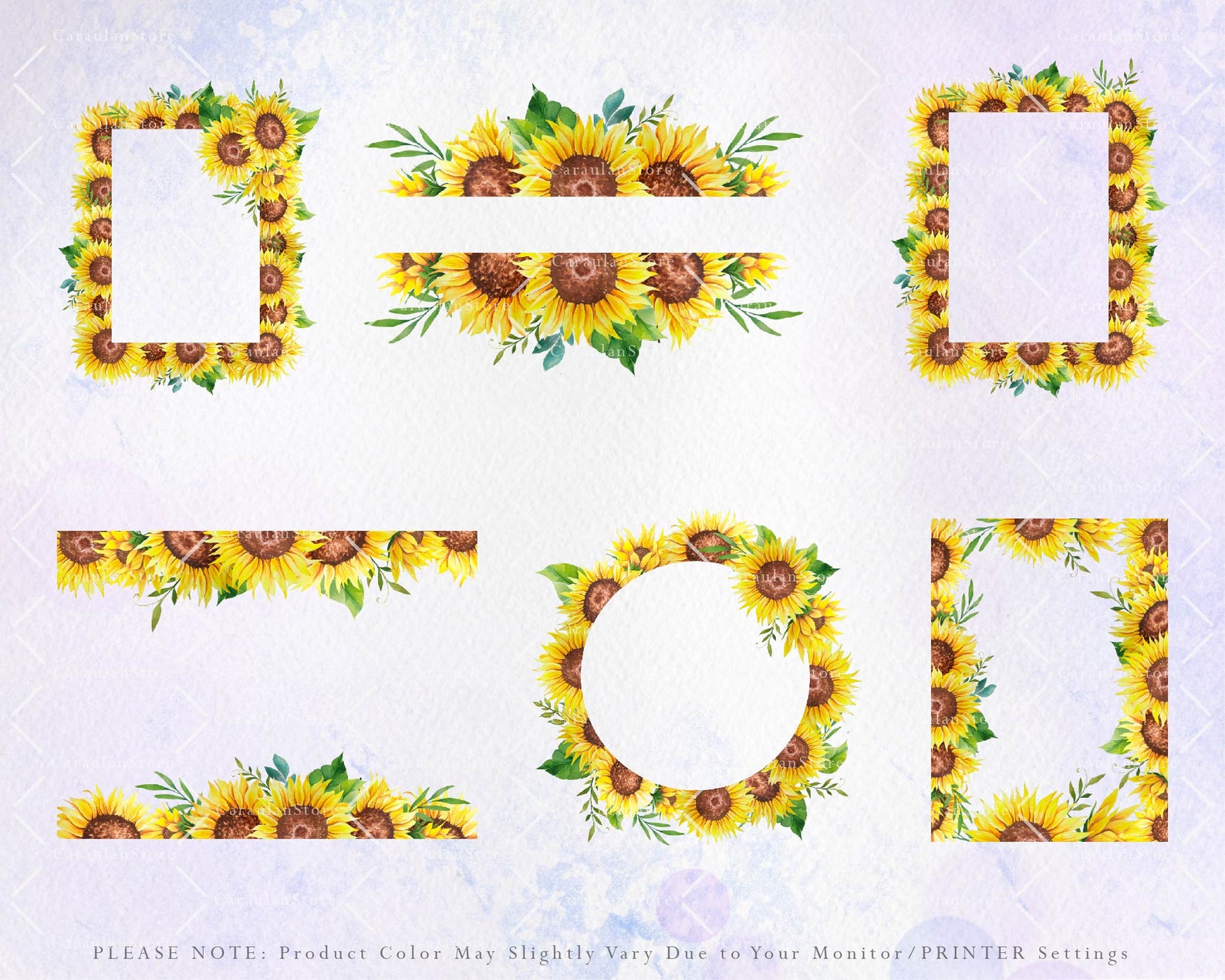 Watercolor Sunflower Frames PNG, Floral Frame PNG, Sunflower Clipart ...