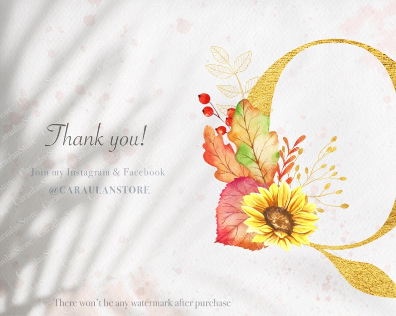 Autumn Alphabet Clipart Watercolor Floral Alphabet Floral | Etsy