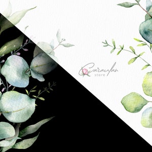 Watercolor Greenery Eucalyptus Clipart, Green Leaves, Greenery Frames ...