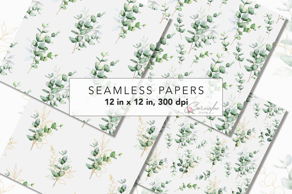 EUCALYPTUS Seamless Pattern, Watercolor Eucalyptus Digital Paper ...