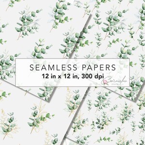EUCALYPTUS Seamless Pattern, Watercolor Eucalyptus Digital Paper, Greenery Seamless Pattern ...