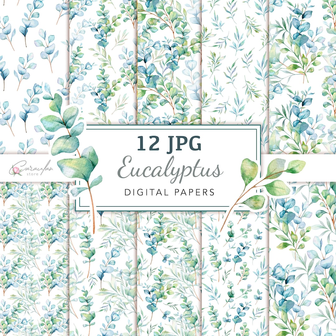 Eucalyptus Seamless Pattern, Eucalyptus Greenery Digital Paper ...