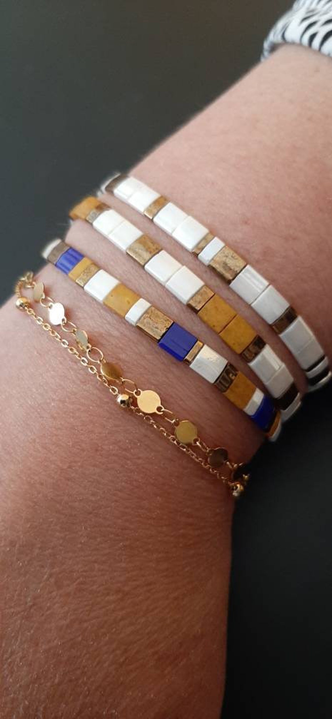 Bracelet 2 rangs en acier inoxydable doré ou argenté. - Etsy France