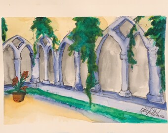 Italian Courtyard Painting - Etsy