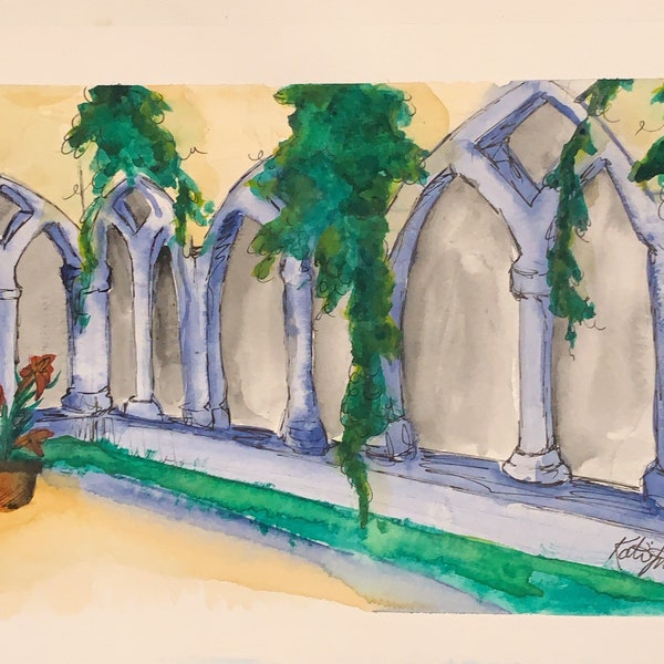 Italian Courtyard Painting - Etsy