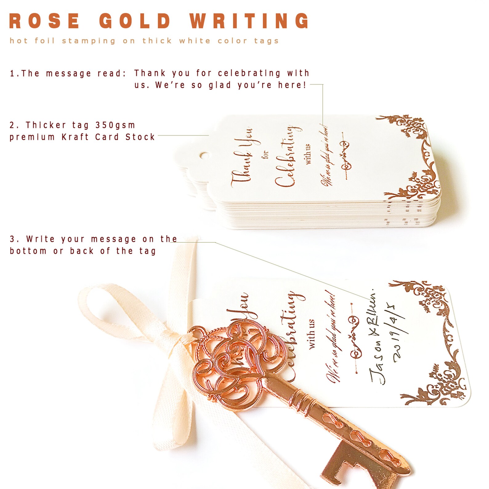 25 Rose Gold Key Bottle Opener Wedding Favor & Rose Gold Foil - Etsy