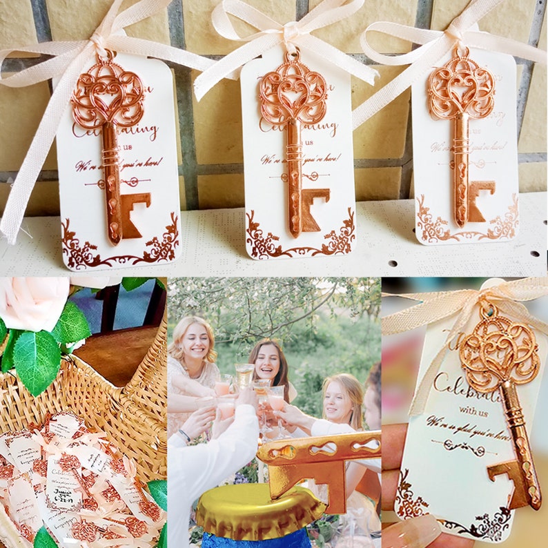 25 Rose Gold Key Bottle Opener Wedding Favor & Rose Gold Foil | Etsy