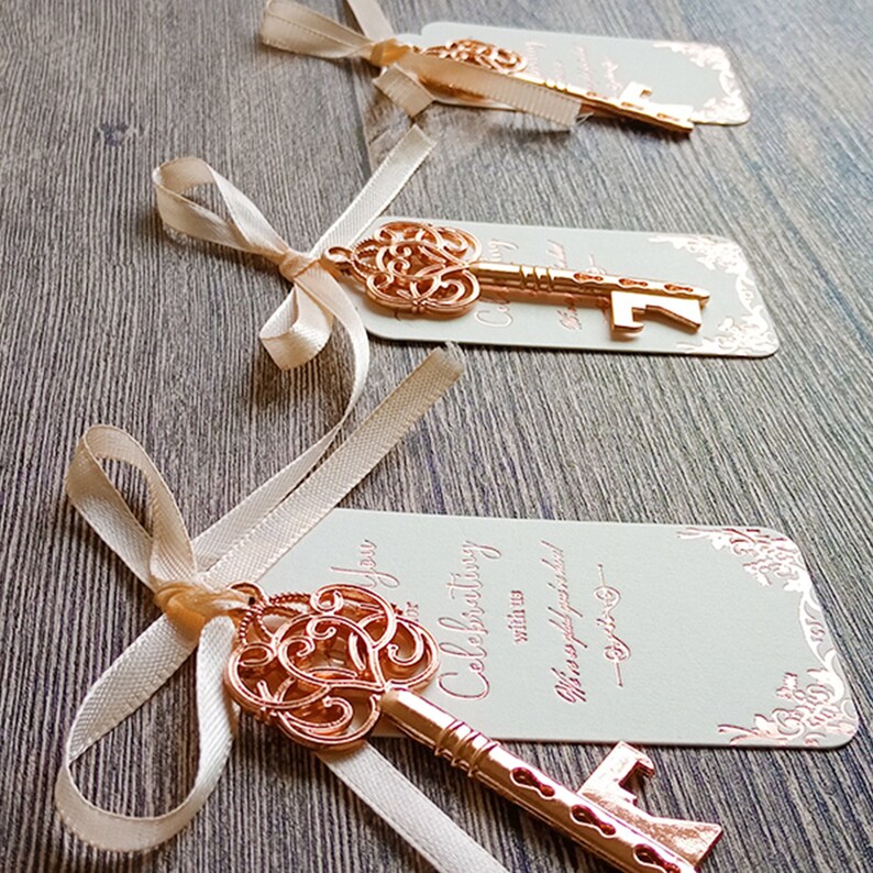 25 Rose Gold Key Bottle Opener Wedding Favor & Rose Gold Foil - Etsy