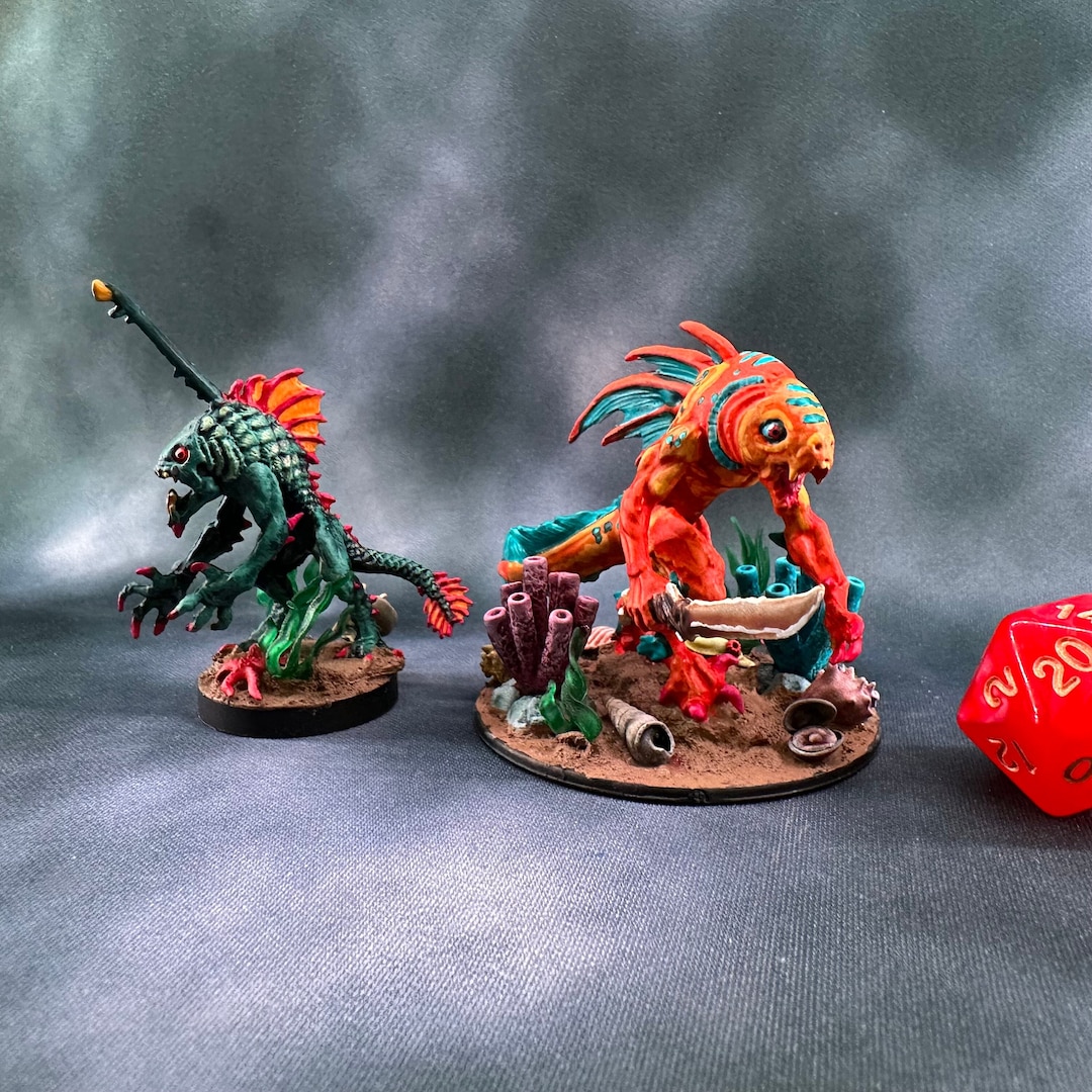 Hand Painted Dungeons and Dragons Koalinth / Merfolk Miniature - Etsy