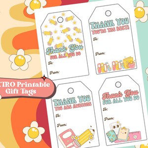 Fun Retro Teacher Gift Tags Printable | End of Year Gift Tags for ...