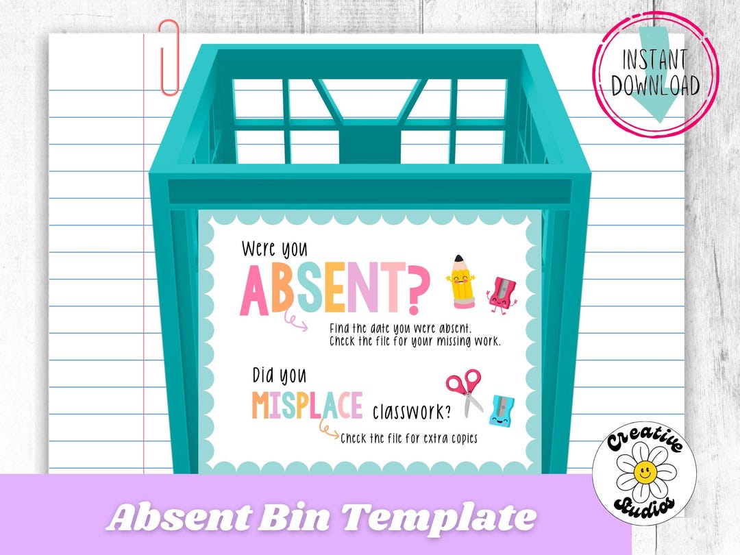 Absent Bin Template for Teachers | Cute & Organized Student Work ...