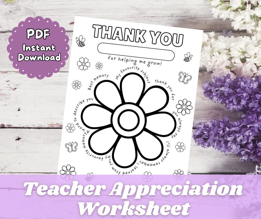 Teacher Appreciation | Year End Worksheet for Teachers | Instant ...