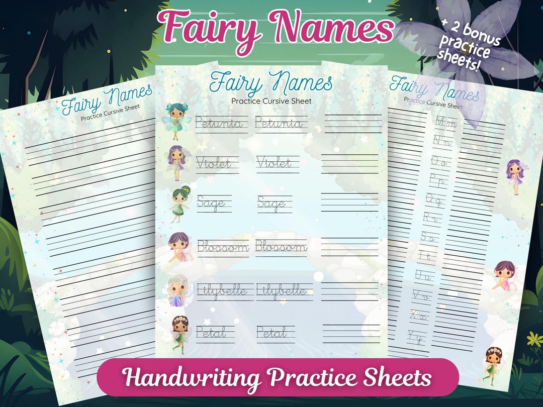 Fairy Cursive Writing Practice Sheets – Traceable Words + Bonus ...