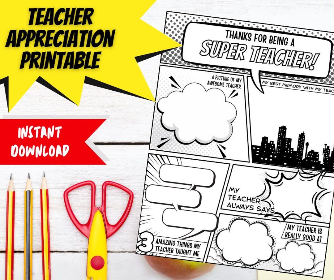 Superhero Teacher Appreciation Printable |coloring Sheet | All About My ...