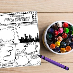 Superhero Teacher Appreciation Printable |coloring Sheet | All About My ...