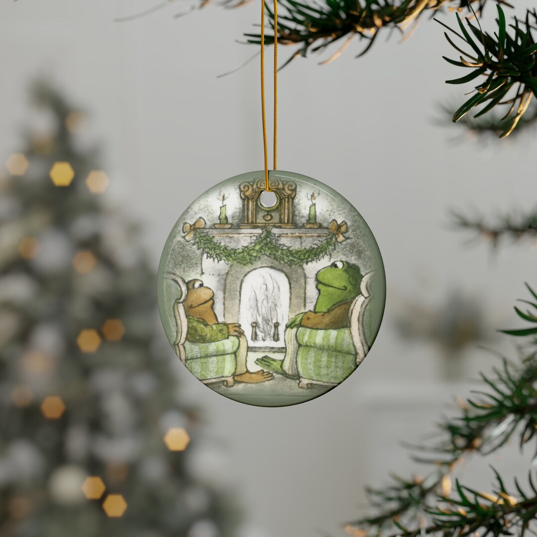 Frog and Toad Christmas Ceramic Ornament, Custom Frog and Toad Ornament ...