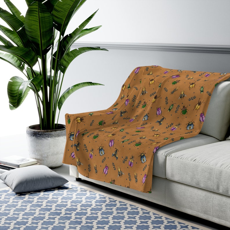 Velveteen Plush Blanket, Vintage Insect Bug Design, Boho Home Decor - Etsy