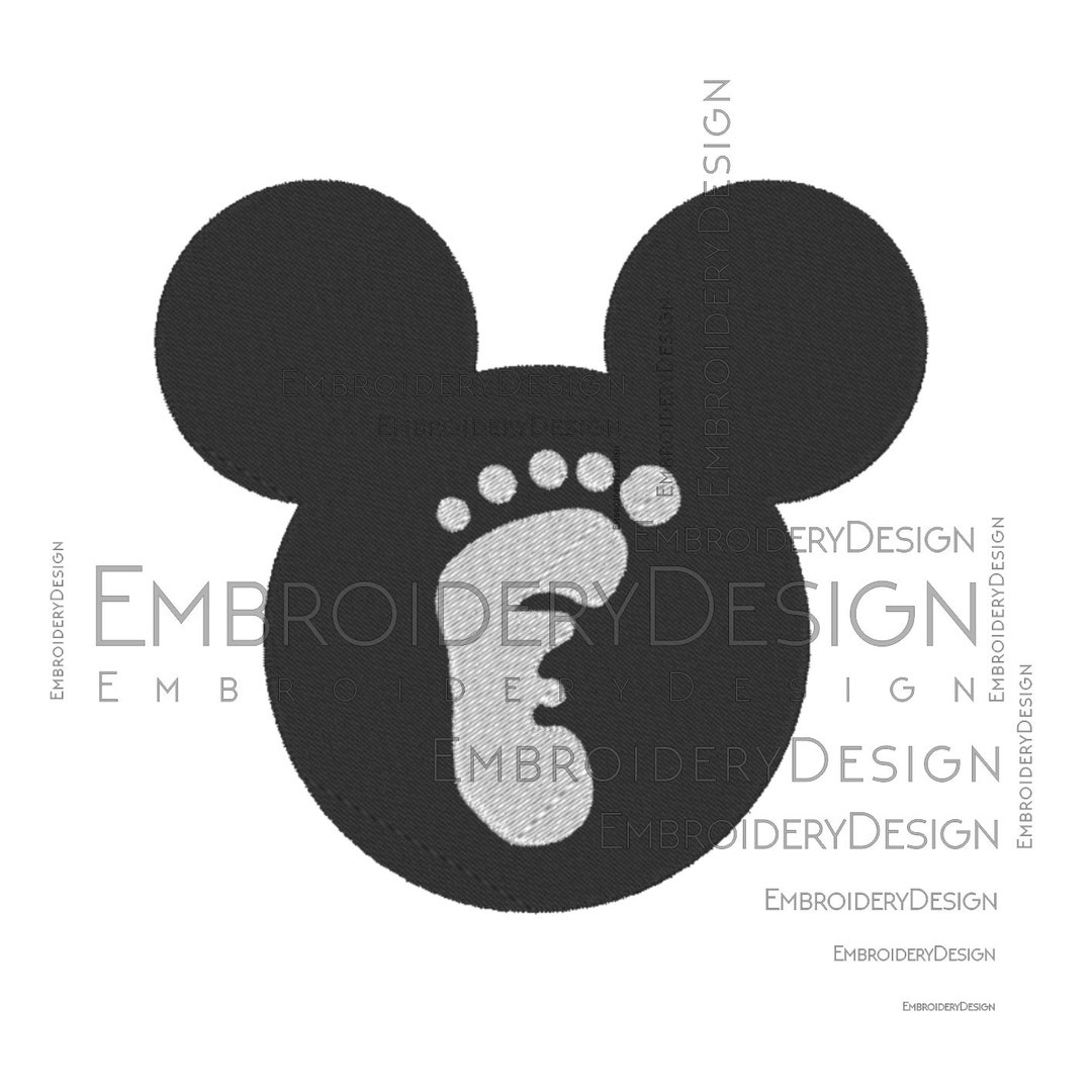Foot Mickey Mouse Head Embroidery Machine Designs Instant Digital ...