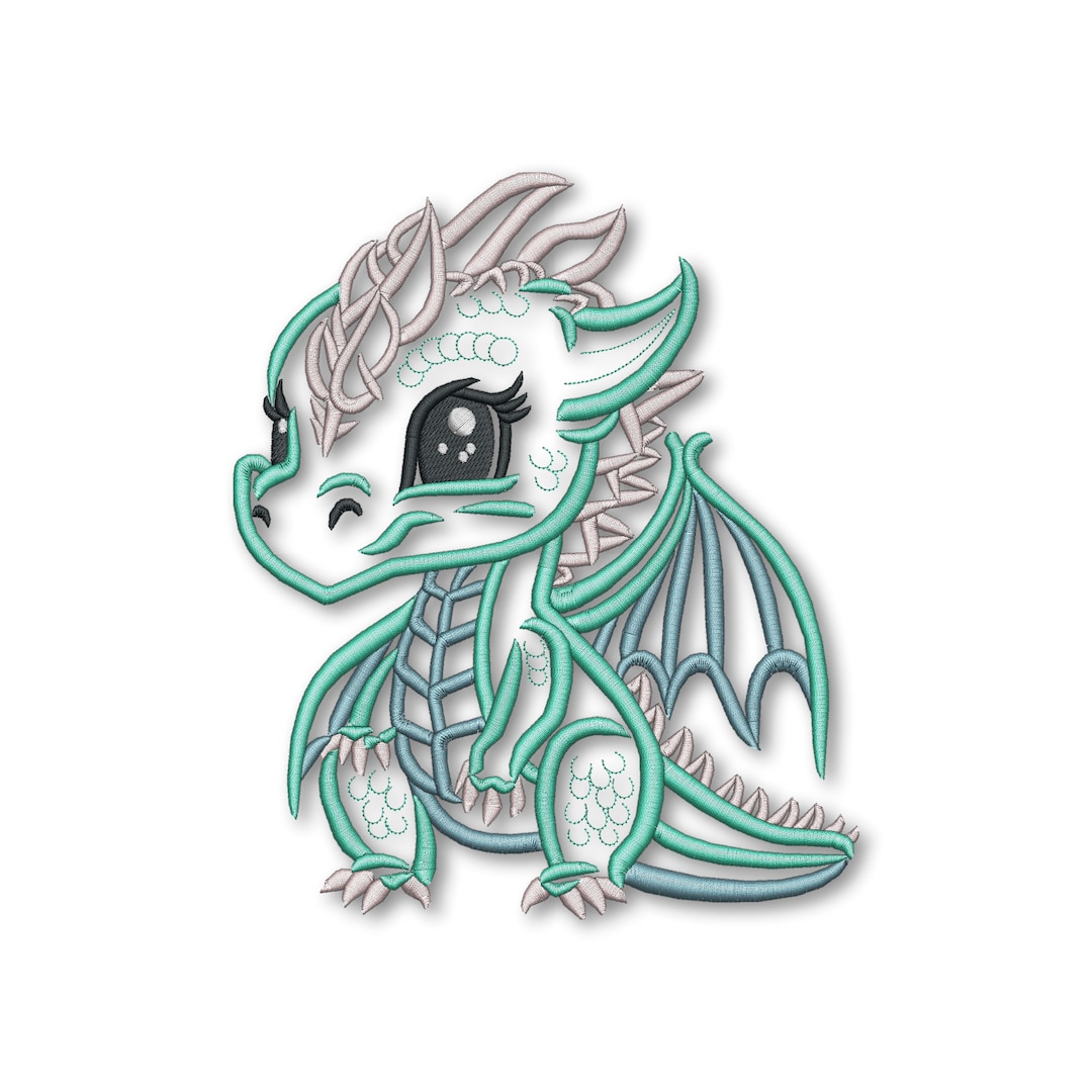 Chibi Dragon V1 Embroidery Machine Designs Instant Digital Download Pes ...