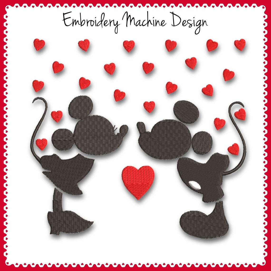Minnie and Mouse Embroidery Machine Designs Love Heart Instant - Etsy