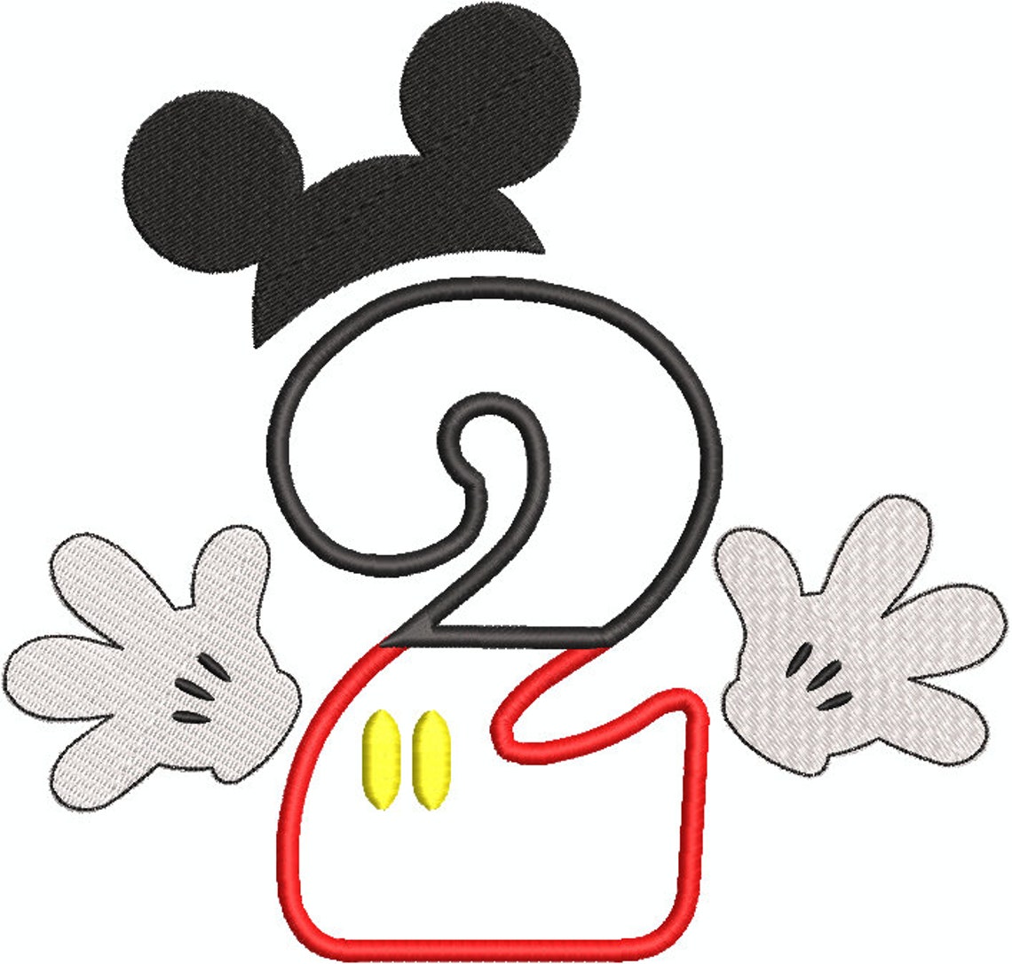 Mickey Mouse Number 2 Applique - Machine Embroidery Design (PES) - Etsy
