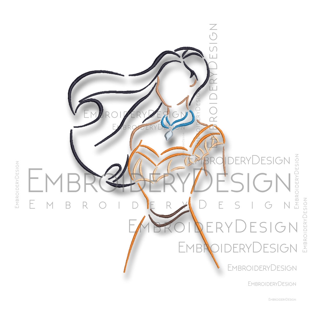 Pocahontas Embroidery Machine Design Sketch Pes Instant Digital ...