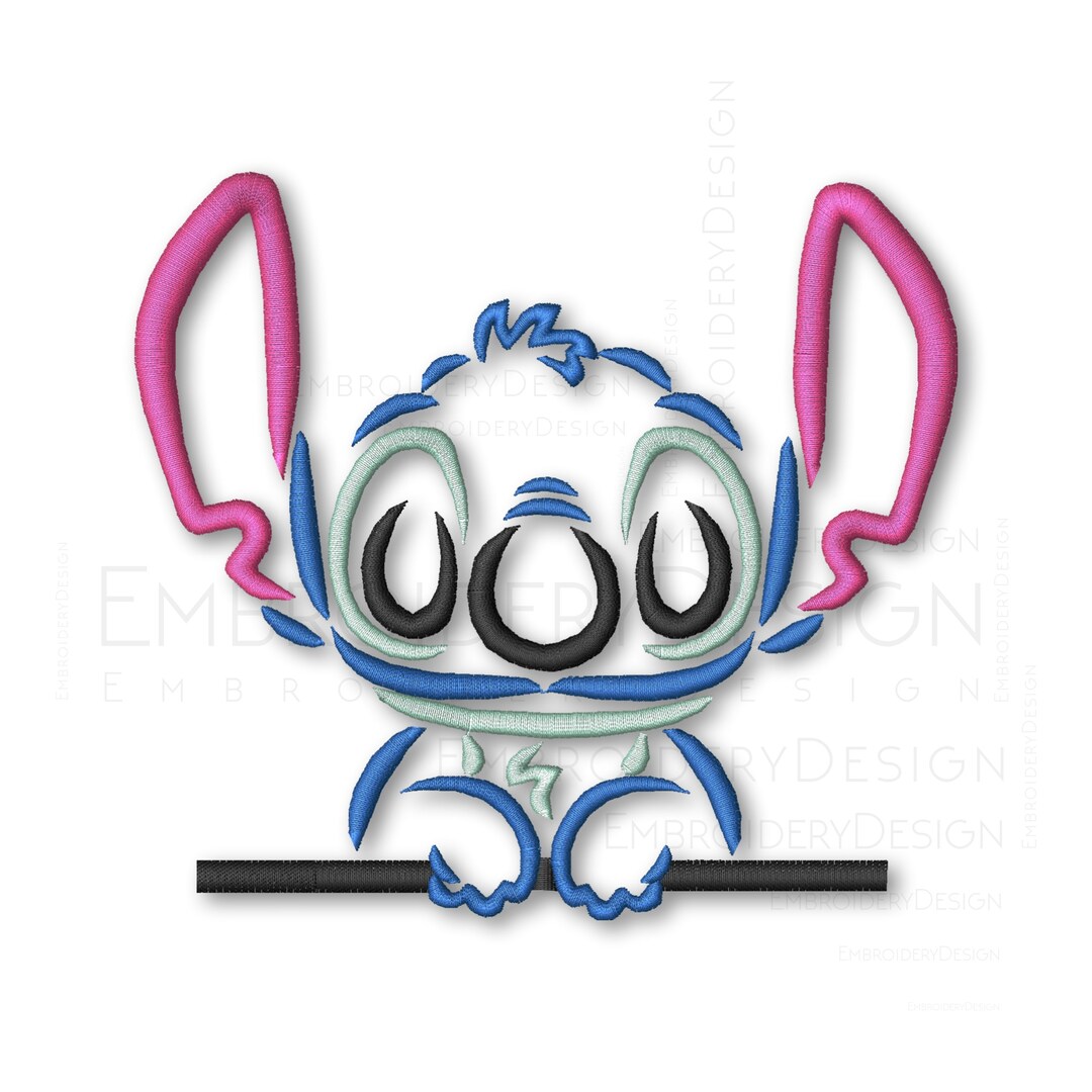 Lilo and Stitch Peeking Embroidery Machine Designs Sketch Instant ...